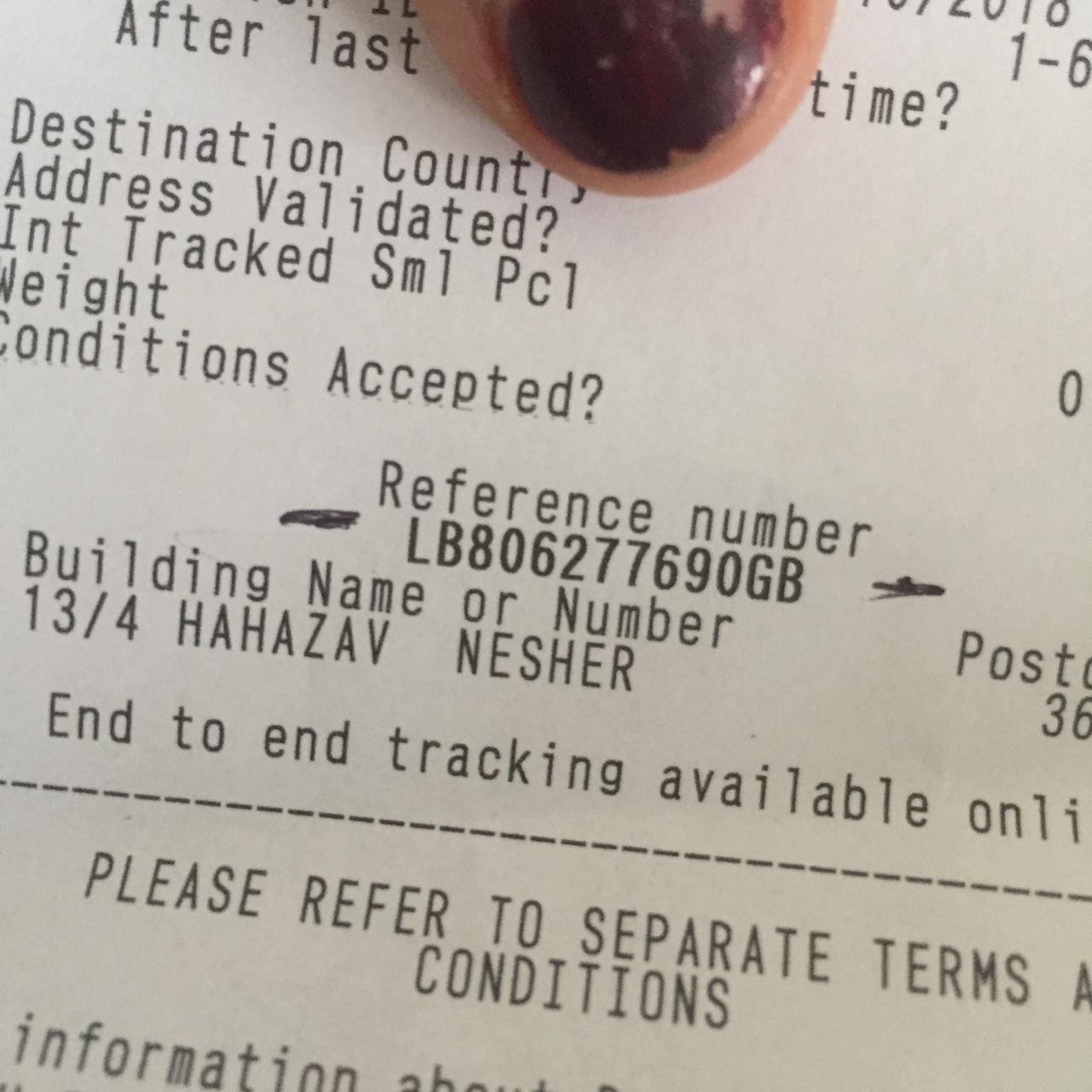 Reference number for tracking | Depop