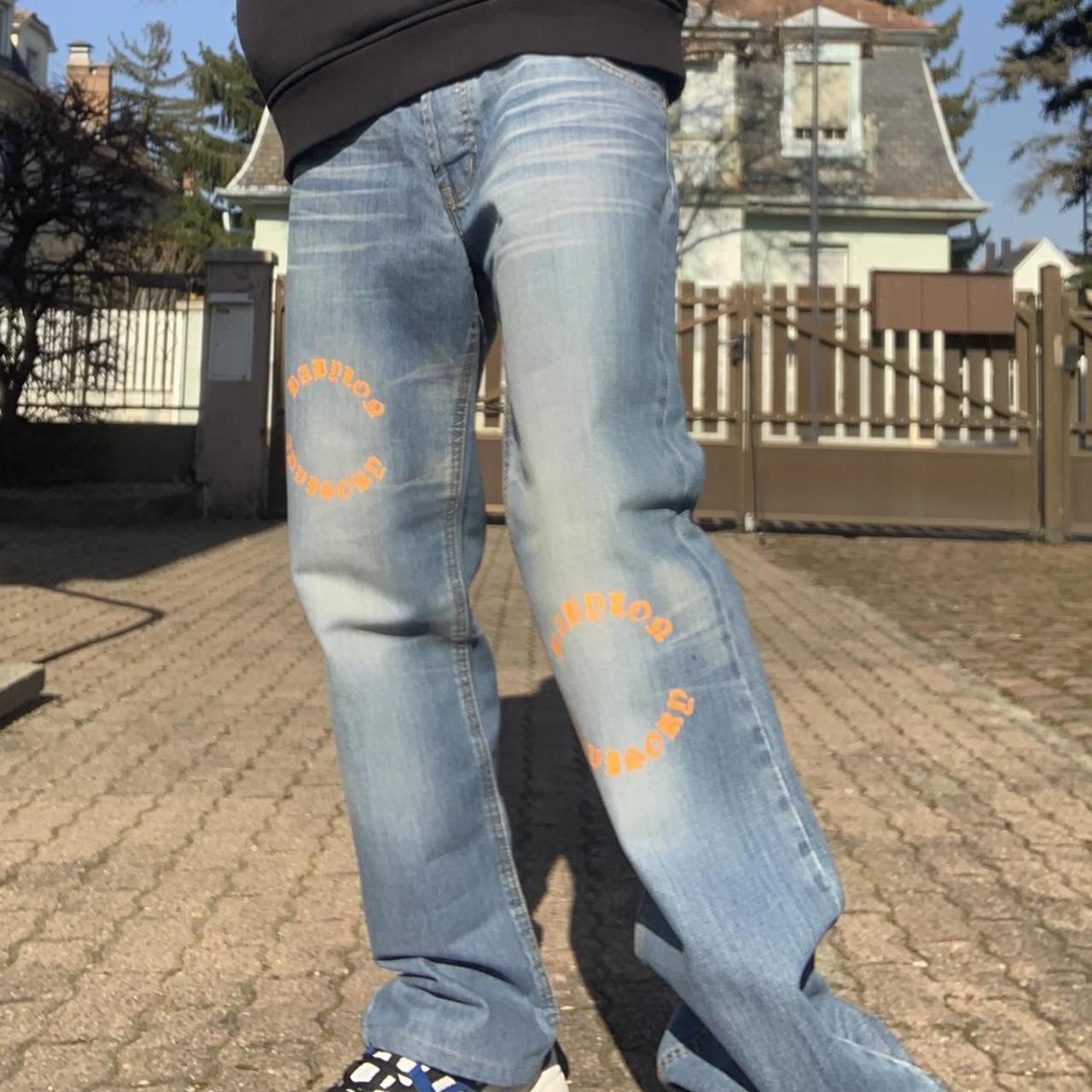 Celio Men's Blue and Orange Jeans | Depop