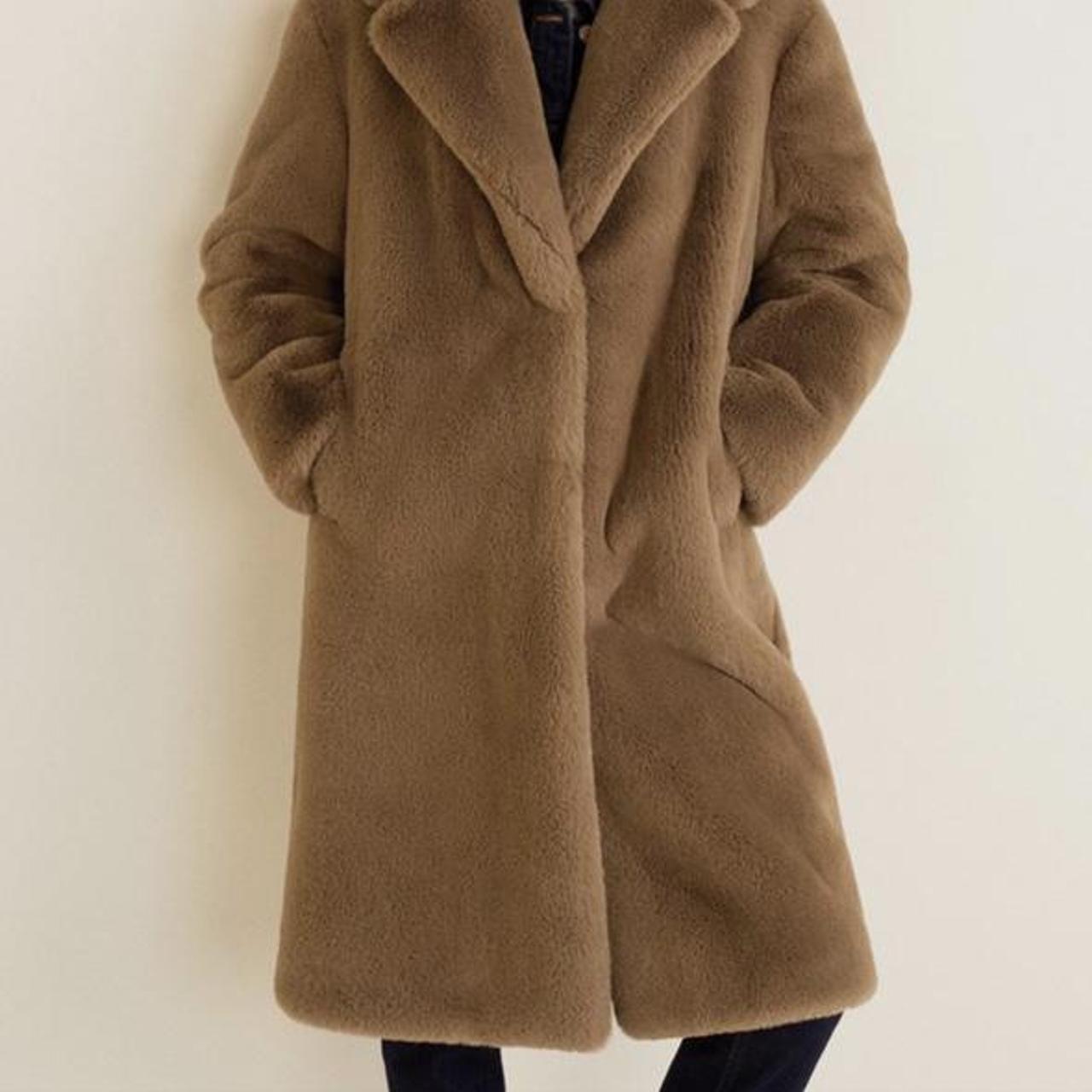 Mango Brown Fur Coat Amazing fur coat from Mango in... - Depop