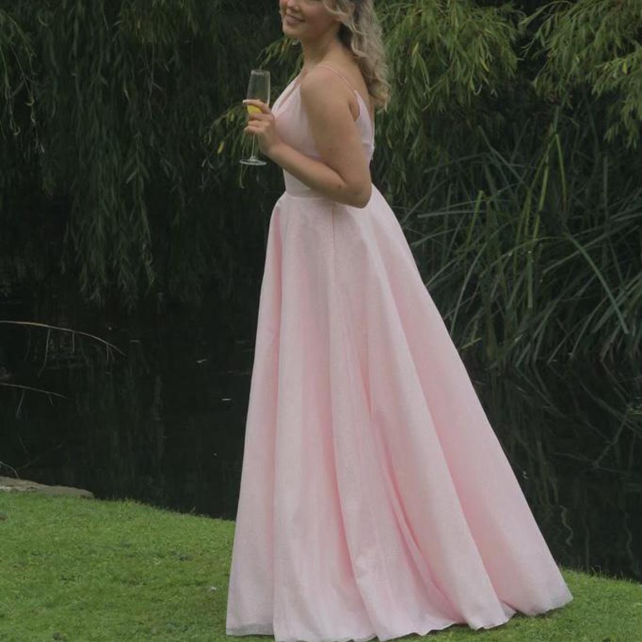 pink sparkly prom dress from dress to go only worn... - Depop