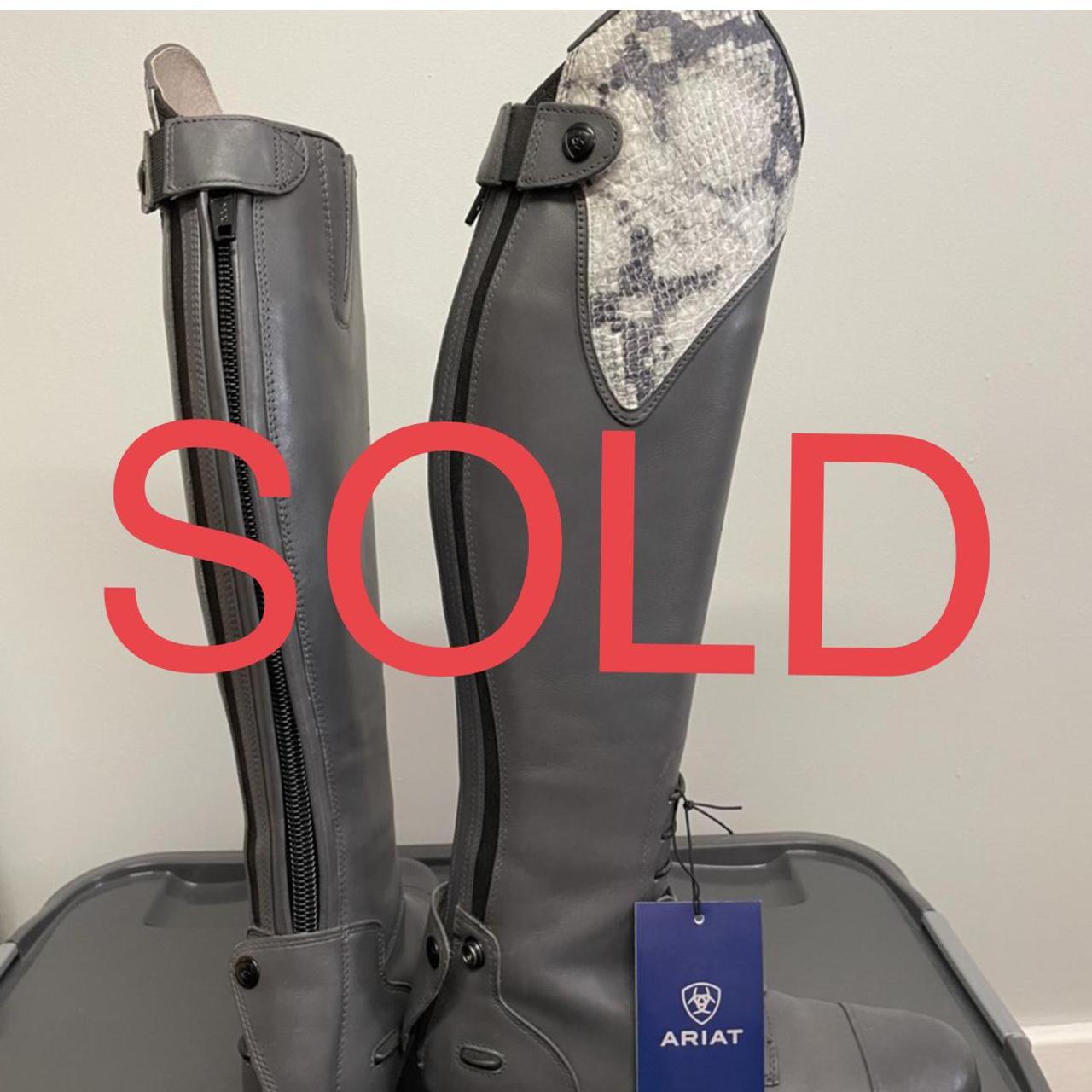 Ariat Long riding boots, Grey Snakeskin design,... - Depop