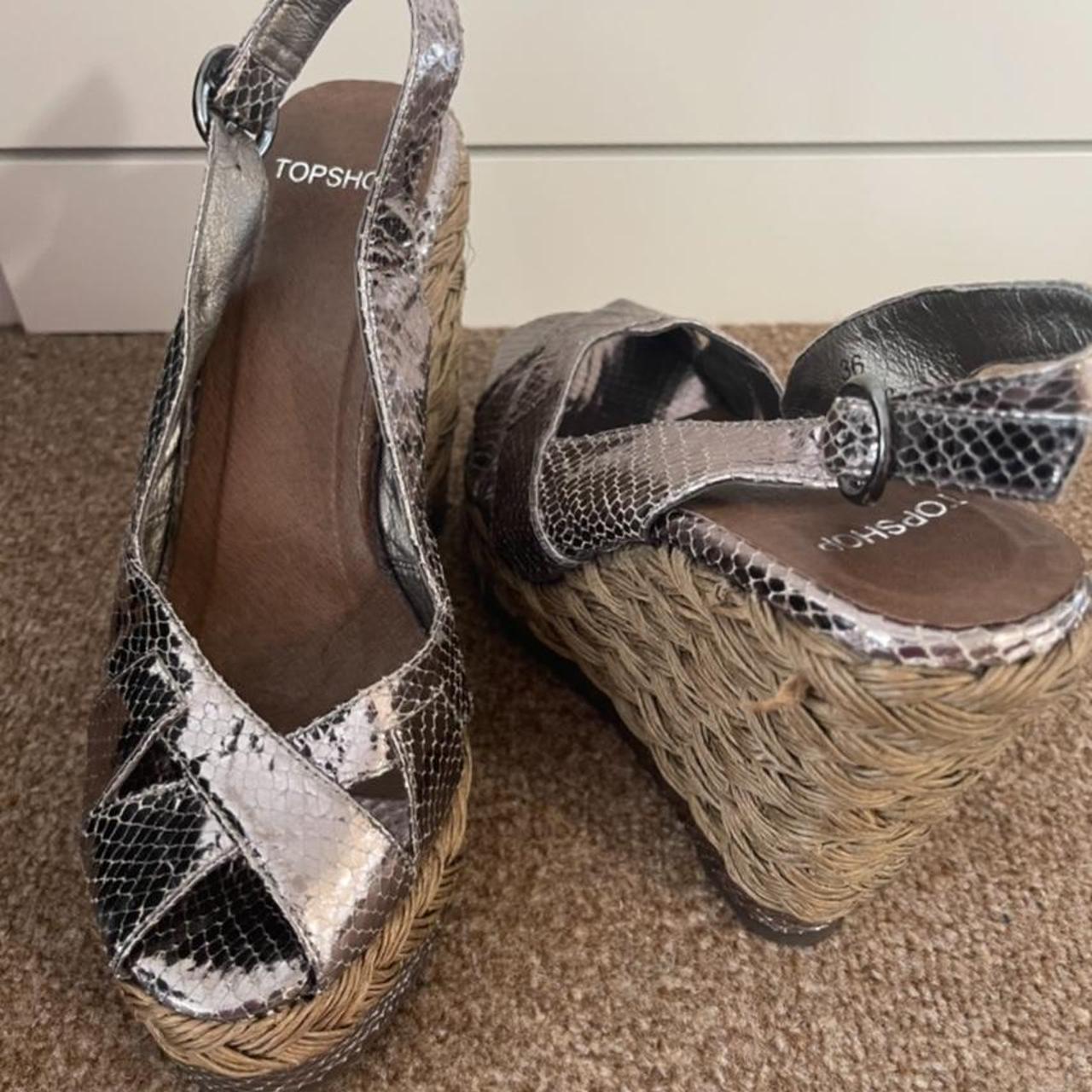 Topshop #wedge #woven heeled silver sandals Worn... - Depop