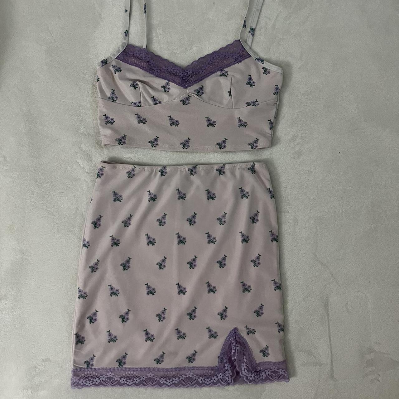 Edikted light pink and lavender set with floral... - Depop