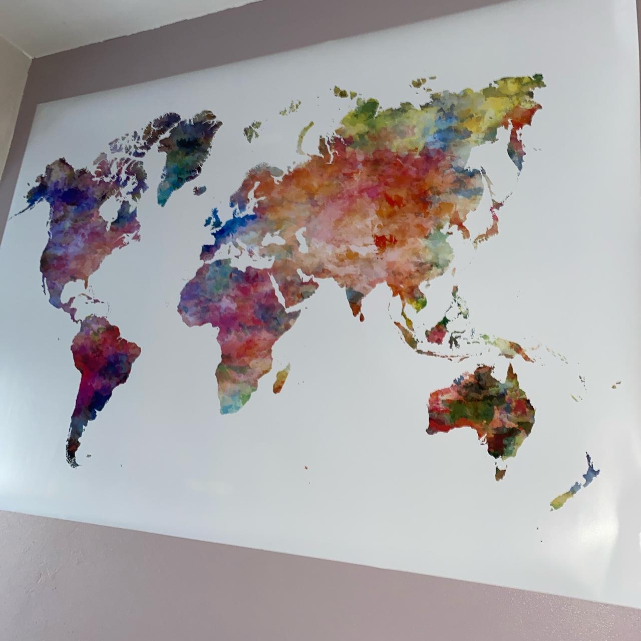 World map / globe poster • printed colourful on... - Depop