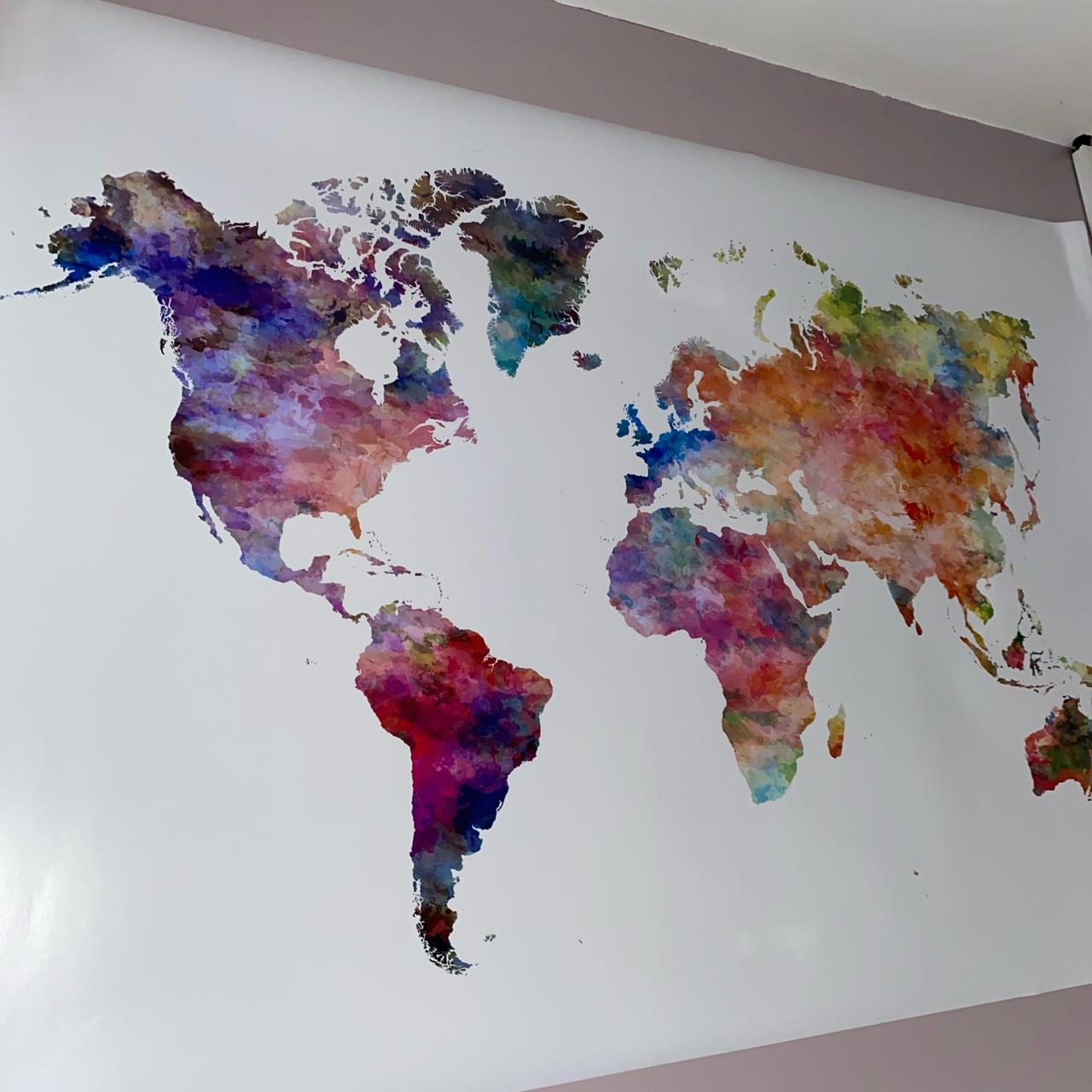 World map / globe poster • printed colourful on... - Depop