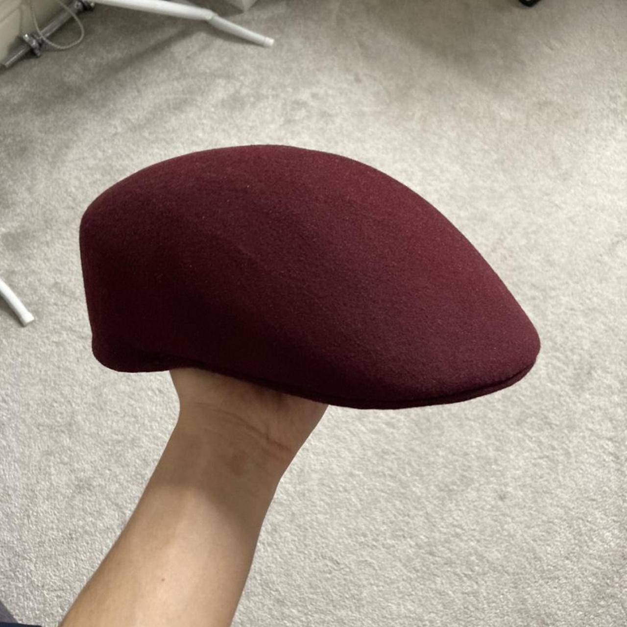 vintage burgundy wool flat cap - 61/62 - Depop