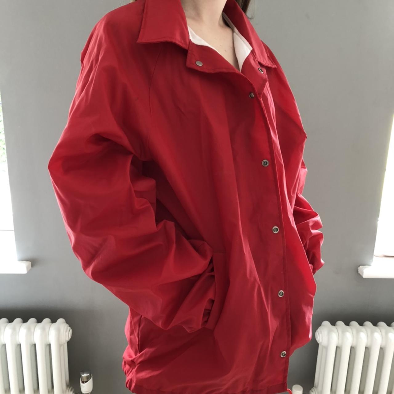 Oversized vintage American jacket Lightweight red... - Depop