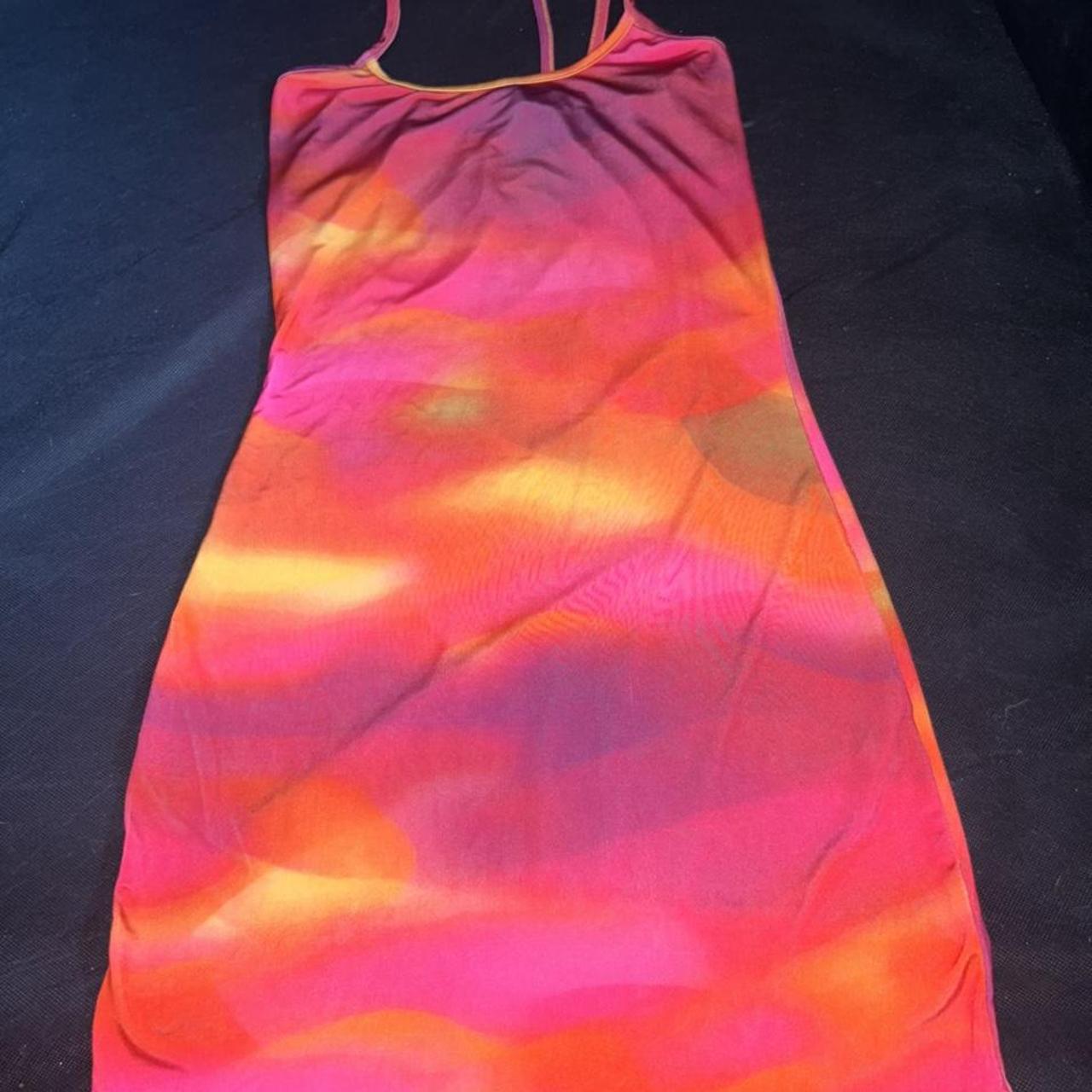 PLT multi colour bodycon dress Lush bright colours... - Depop