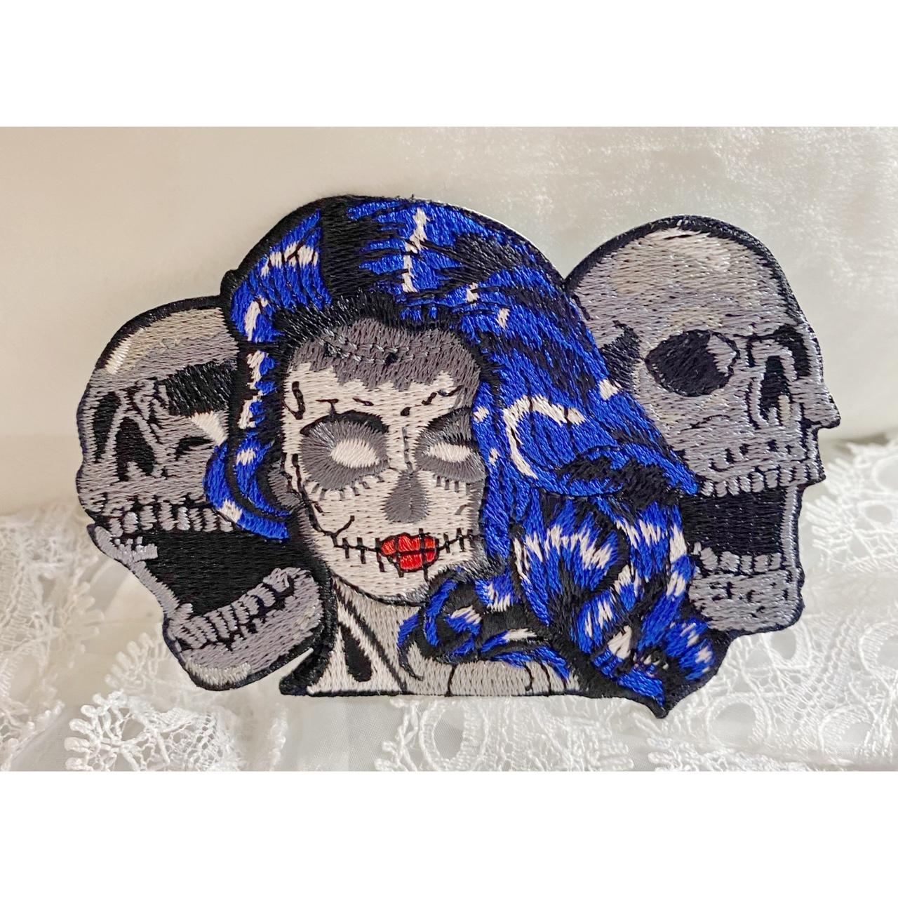 Iron on patch Skull lady with skulls Skeleton punk -G2 - Depop