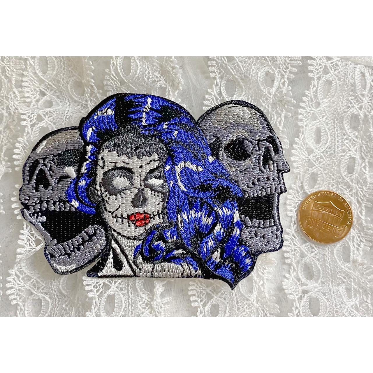 Iron on patch Skull lady with skulls Skeleton punk -G2 - Depop