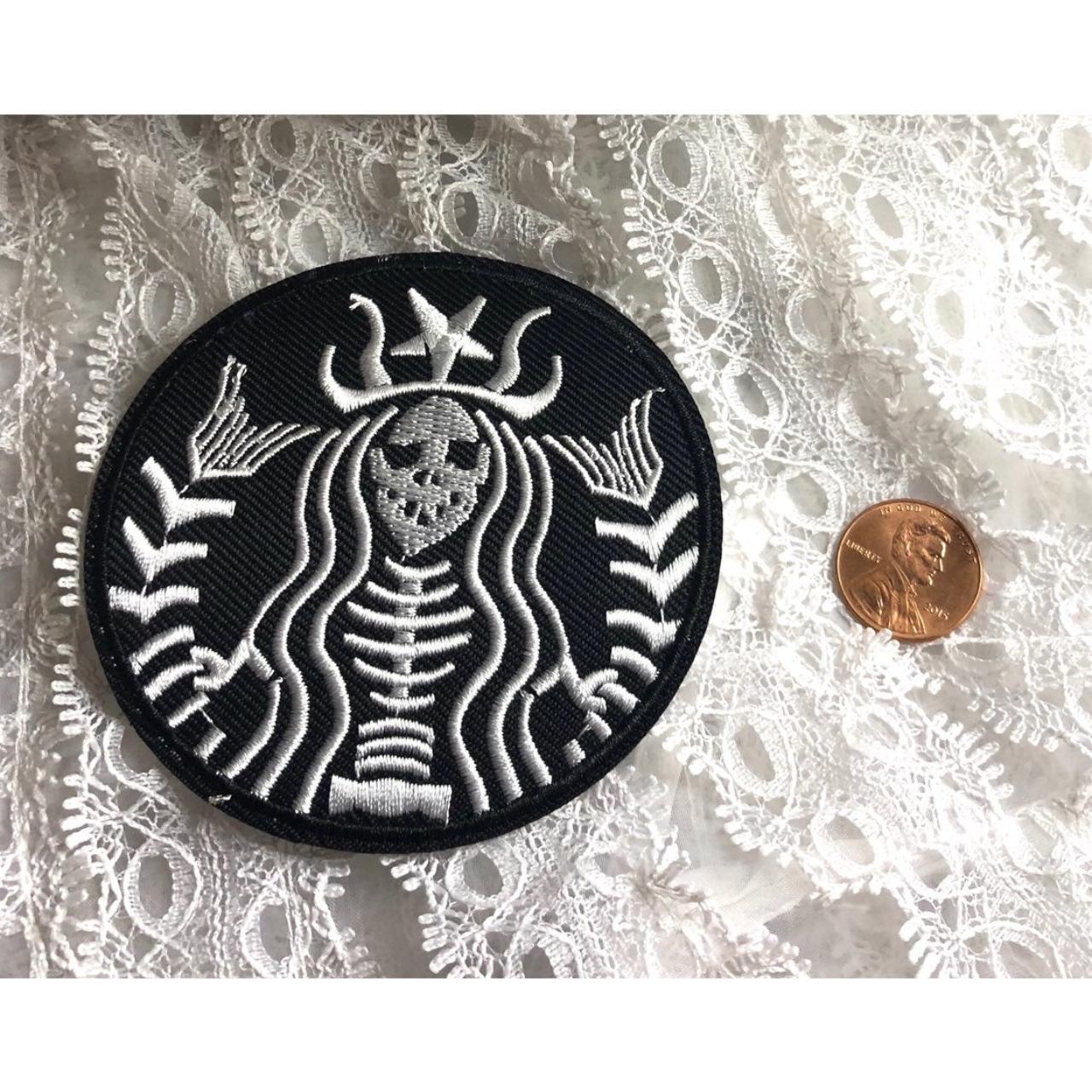 iron on patch Starbucks skull skeleton punk -B Brand... - Depop