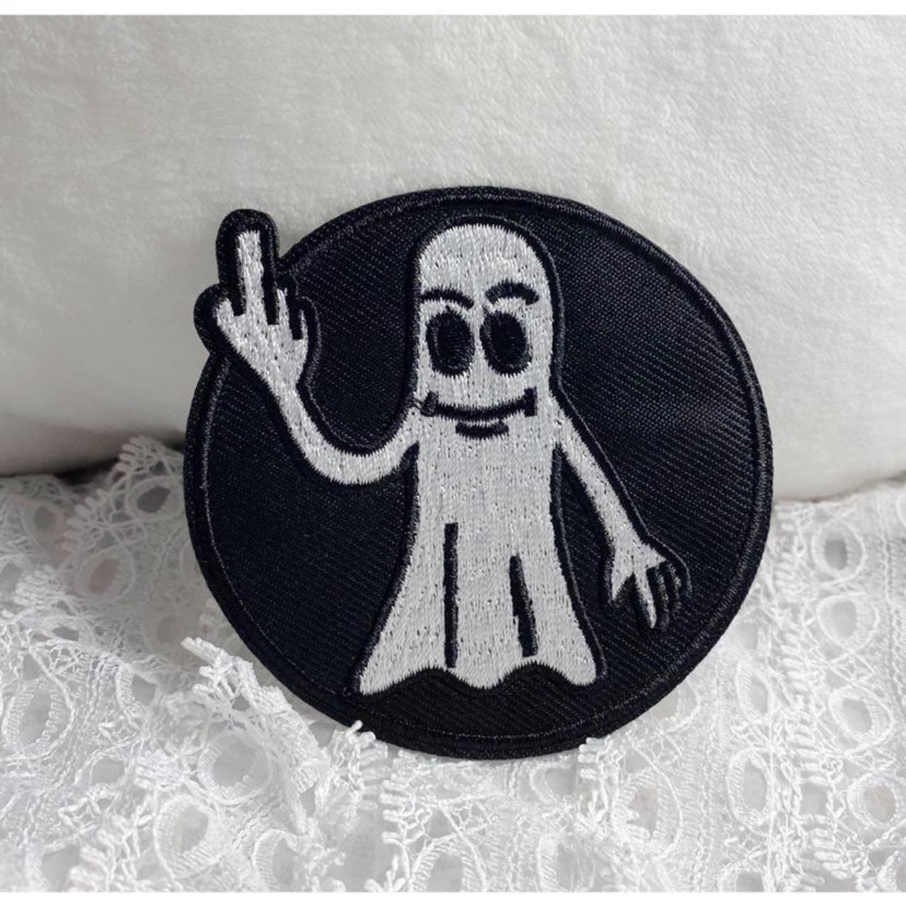 Iron on Patch:Middle finger ghost -A2 Brand... - Depop