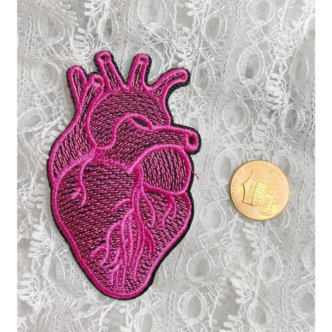 Iron on patch Pink anatomical heart-D Brand... - Depop