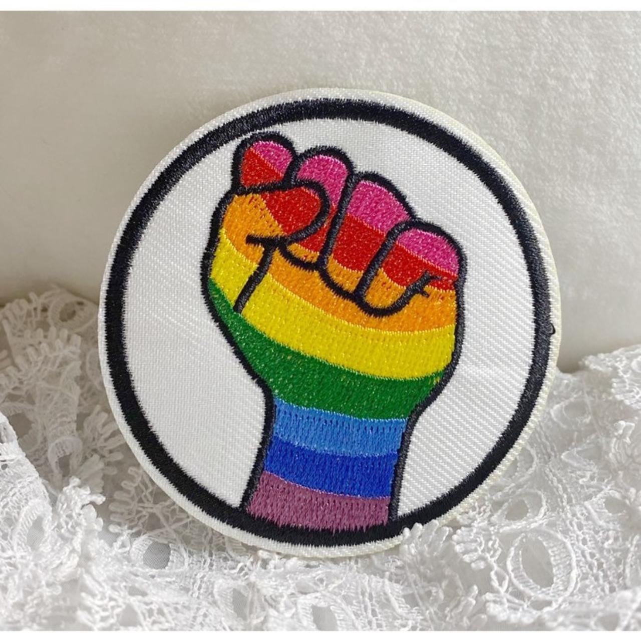 Iron on patch Rainbow fist -L Brand new Measurement:... - Depop