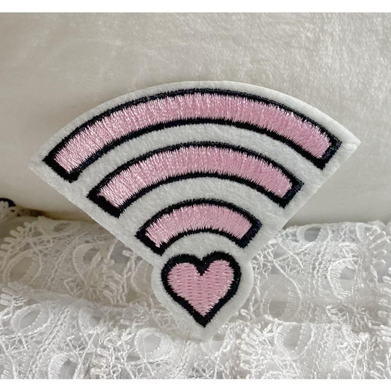 Iron on patch Pink WiFi signal heart -G2 Brand... - Depop