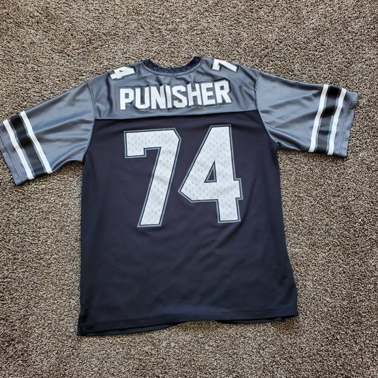 Marvel Punisher football jersey size large Super... - Depop