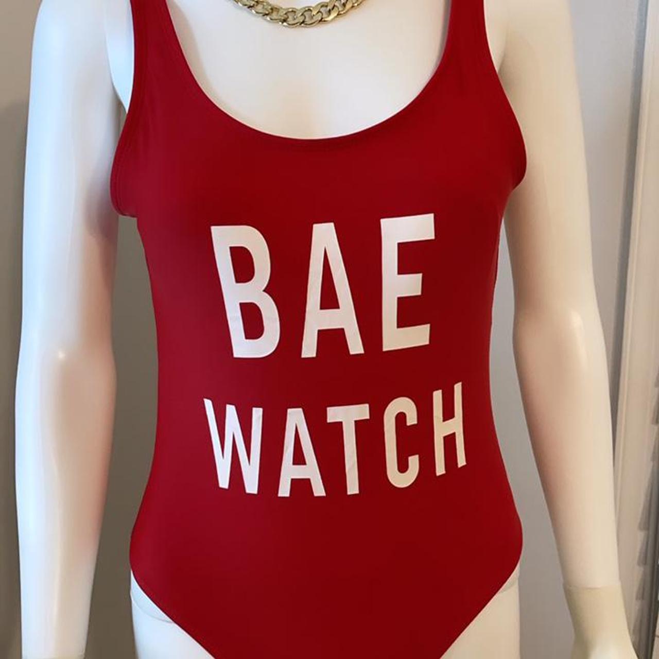 Red bae watch swimsuit - Depop