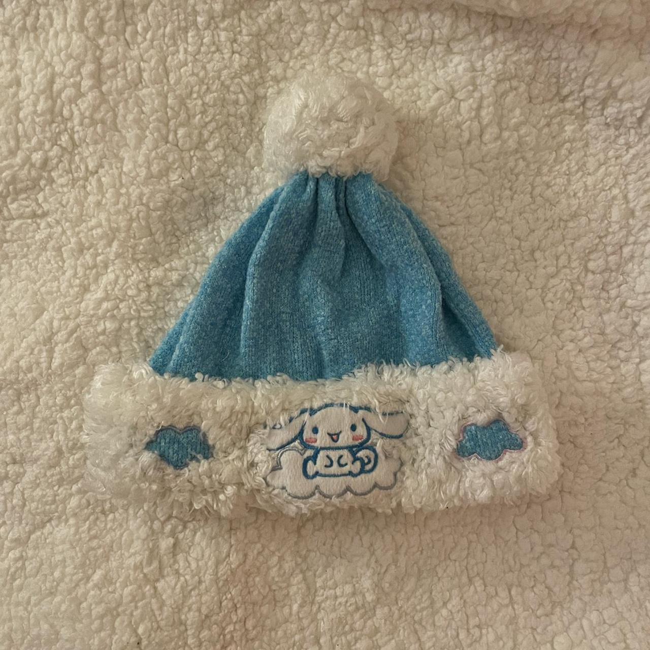 cinnamoroll santa hat blue beanie with faux sherpa... - Depop