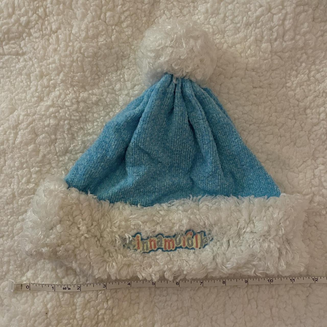 cinnamoroll santa hat blue beanie with faux sherpa... - Depop