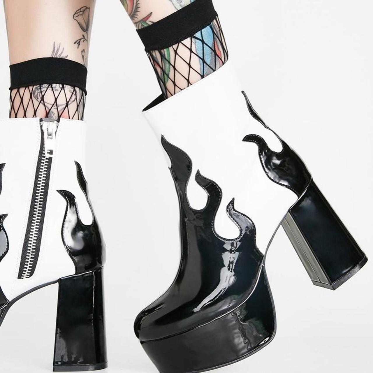 DOLLSKILL BLACK WHITE FLAME PLATFORMS current... - Depop