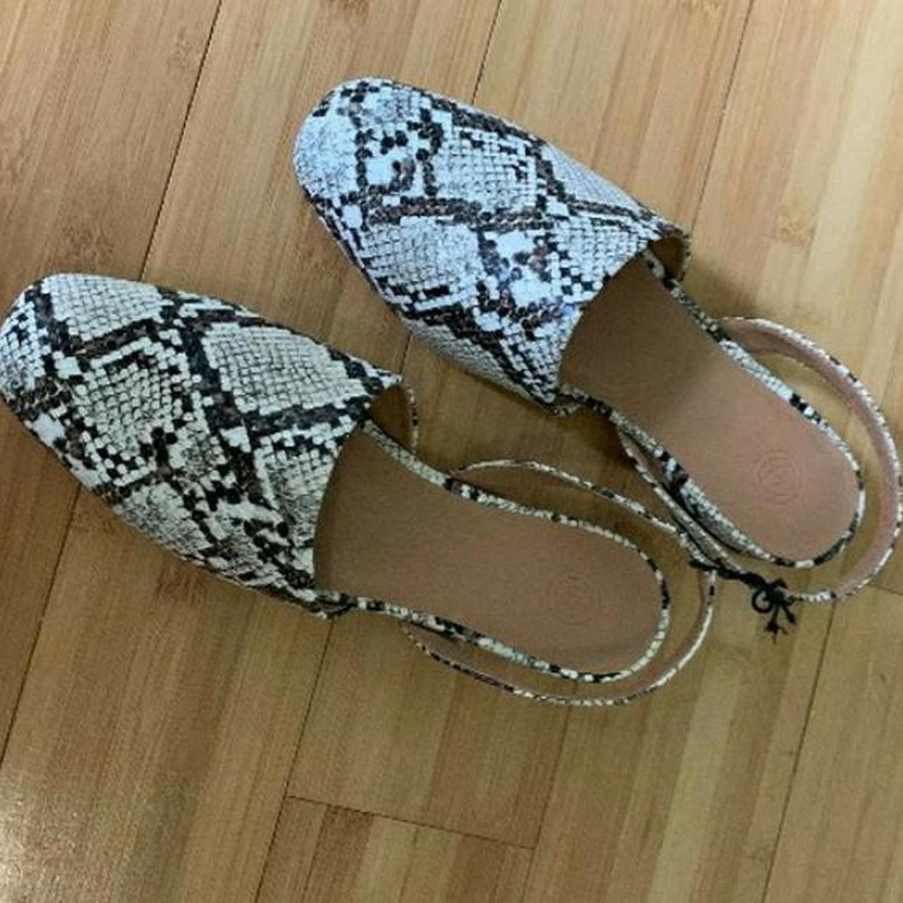 UO flats Urban outfitters snakeskin mule flats... - Depop