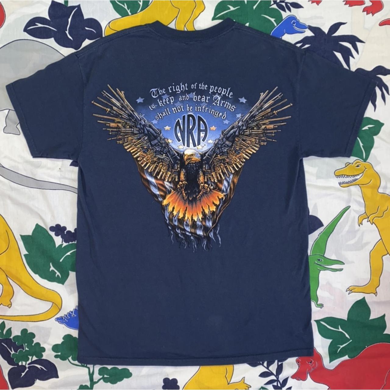 Vintage blue y2k NRA gun-bird shirt. Unique tee with... - Depop