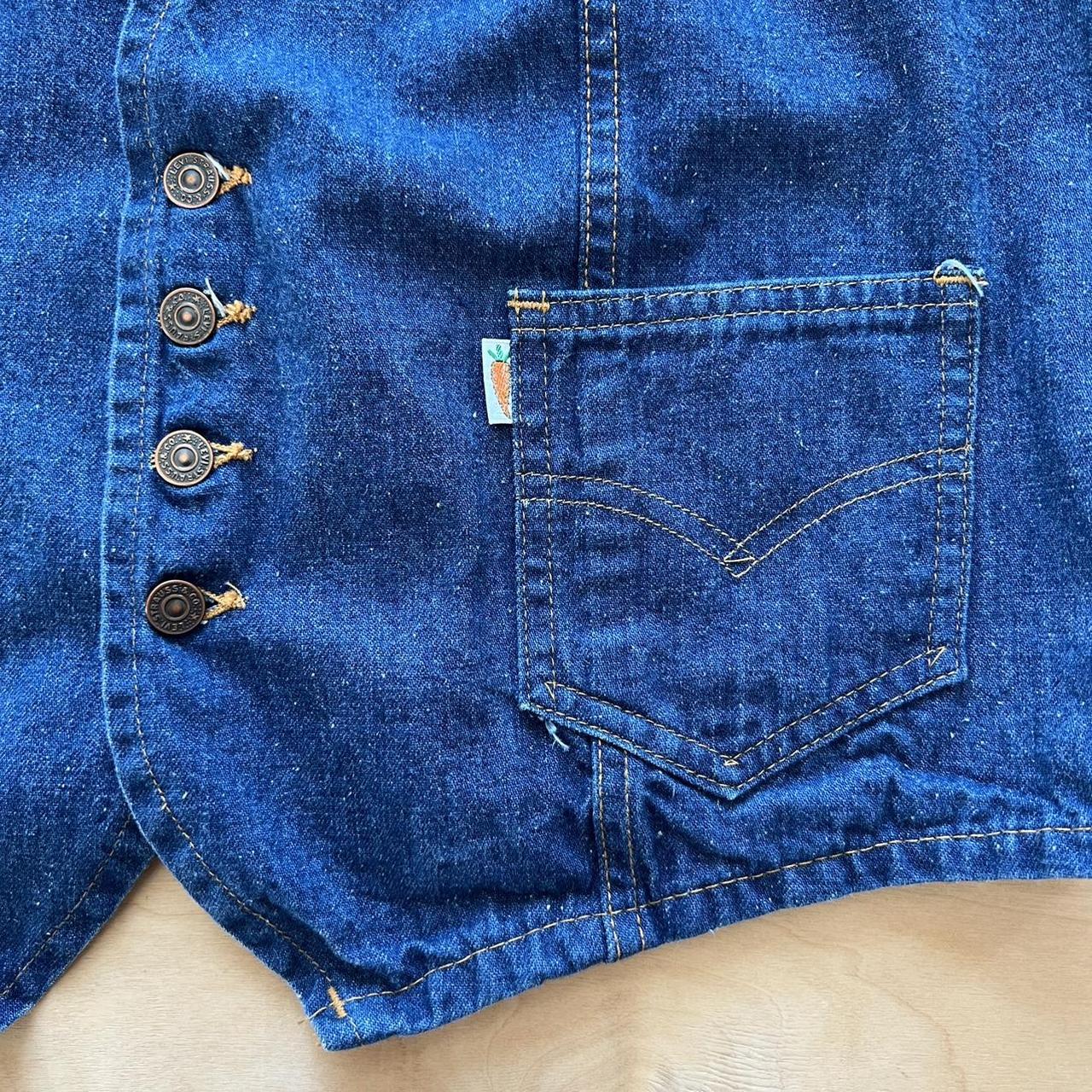 Vintage Levis Fresh Produce Vest Large 70s Denim... - Depop