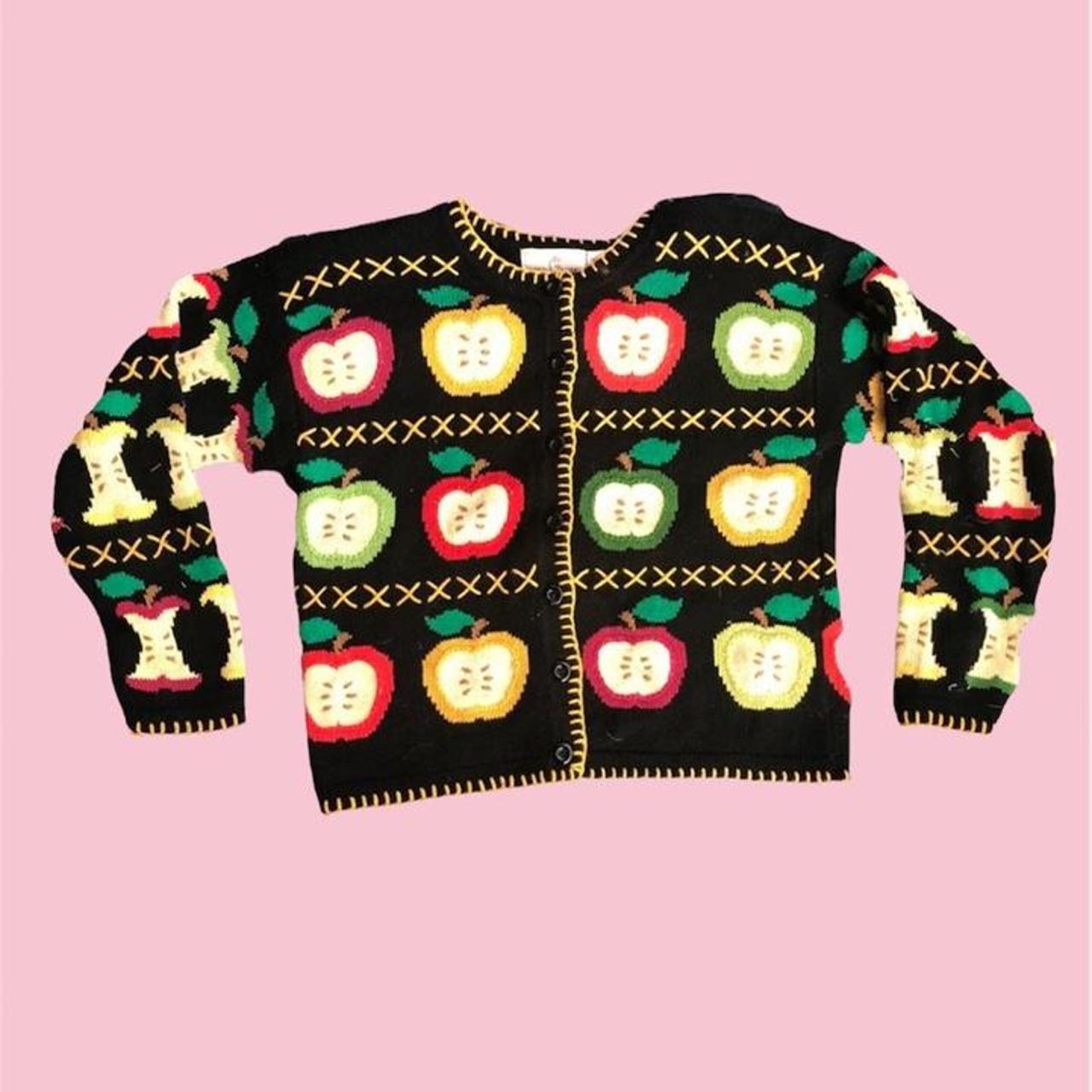 Apple Teacher chunky Knit scenic Sweater - Depop