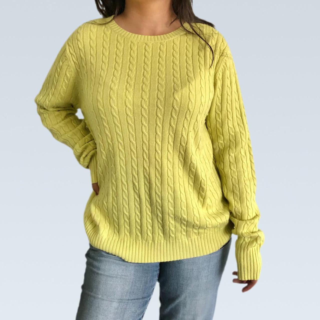 Bright Lemon lime cable knit vintage Sweater ☀️... - Depop