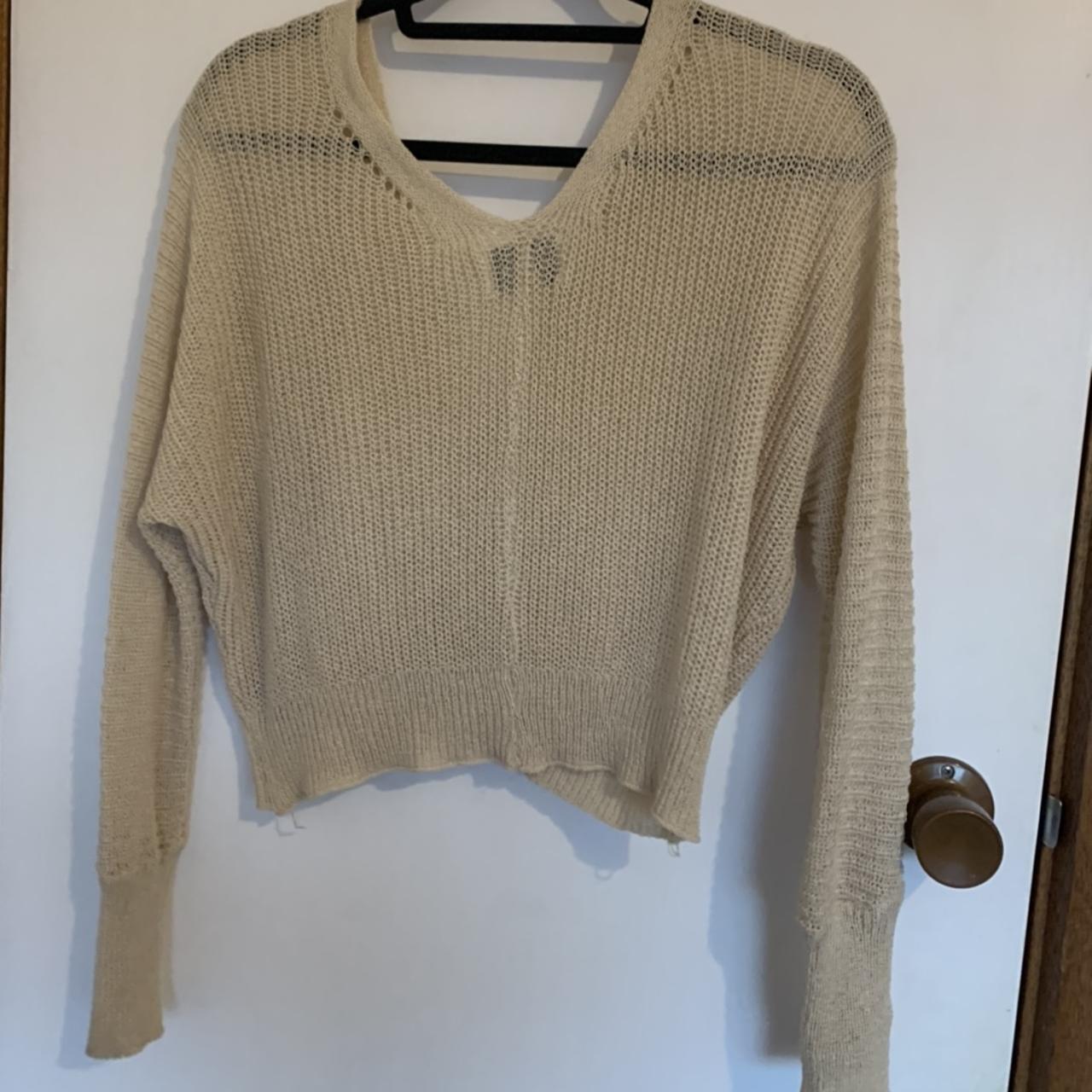 Verge Girl Knitted beige button up cardigan -... - Depop