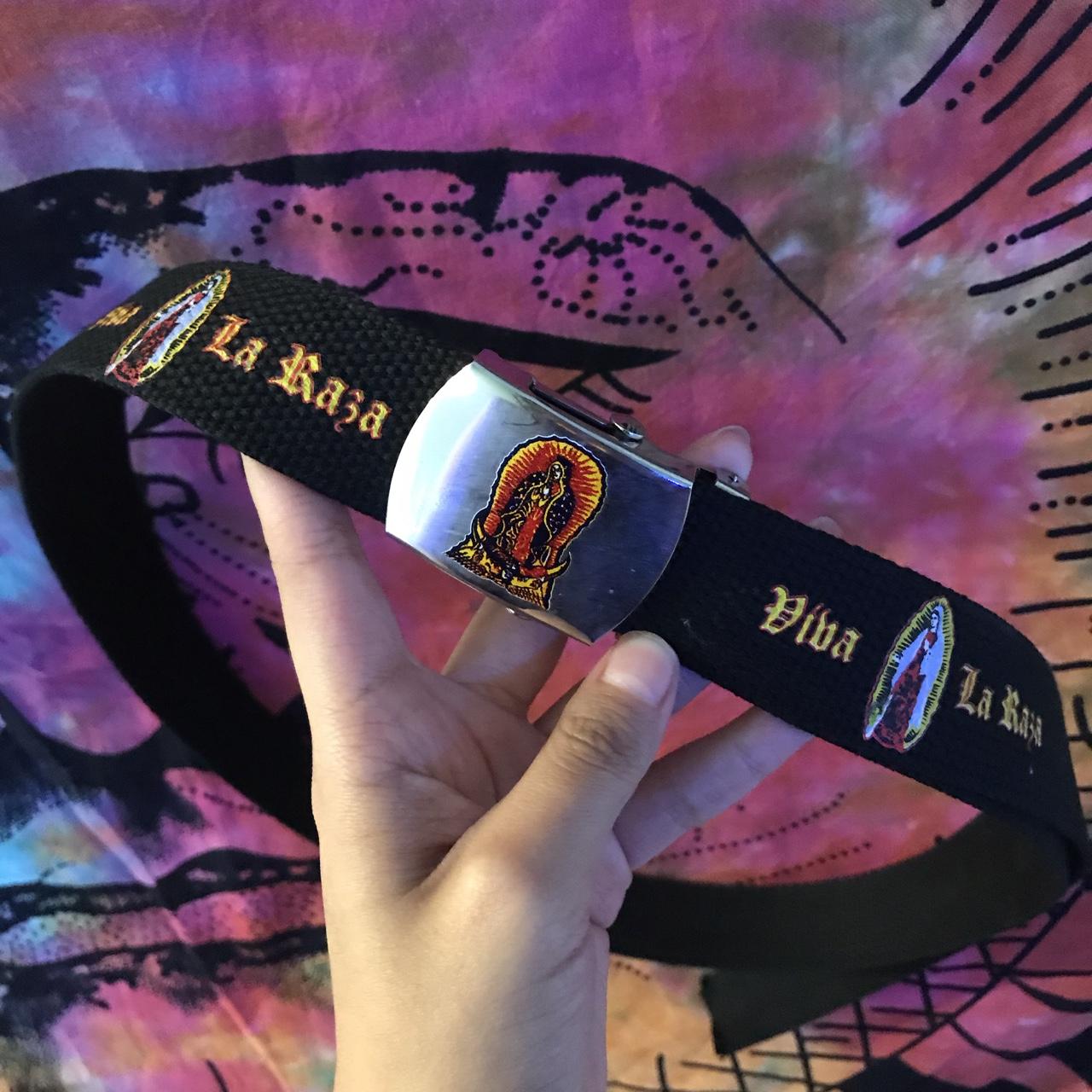 “Viva La Rosa” virgin mary belt made by me and can... - Depop