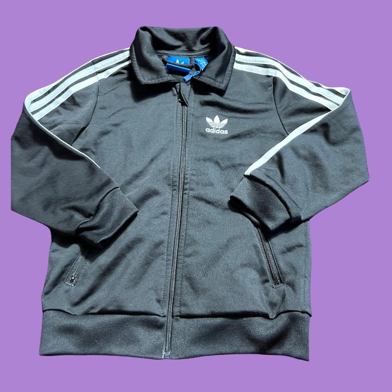 Adidas track jacket, Black, Classic 3 white stripes... - Depop