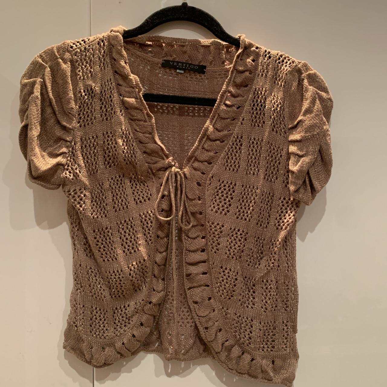Vertigo Paris , Cute knitted short gold cardigan,... - Depop