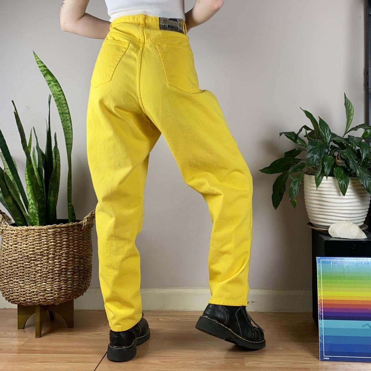 Super vibrant yellow vintage 90s high rise tapered... - Depop