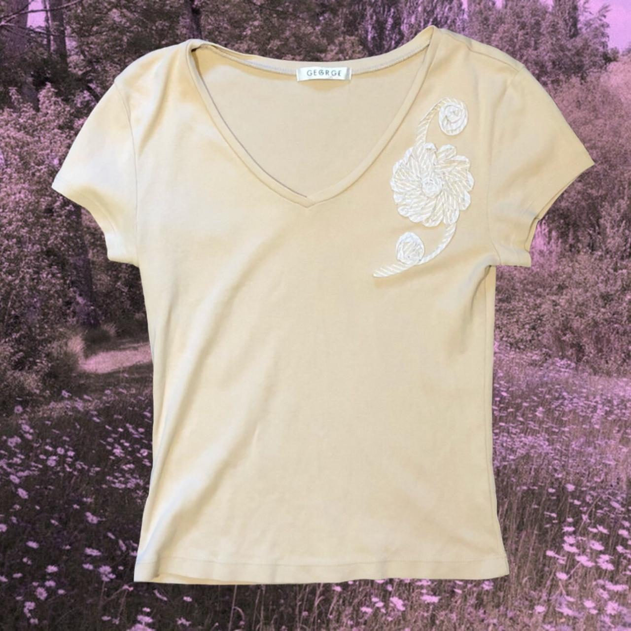 the cutest old label George tan top with a floral... - Depop