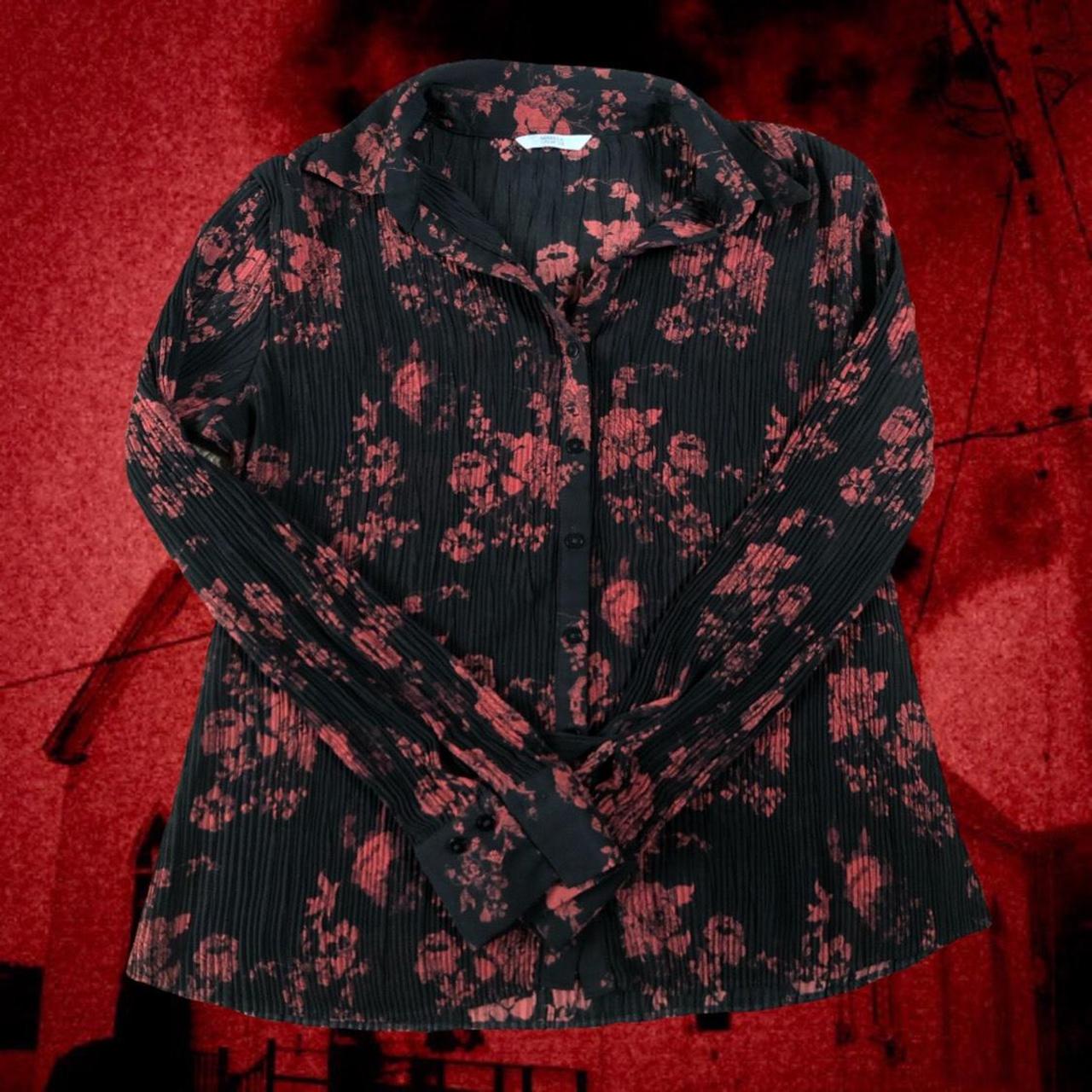 marks and spencer gothic red and black mesh... - Depop