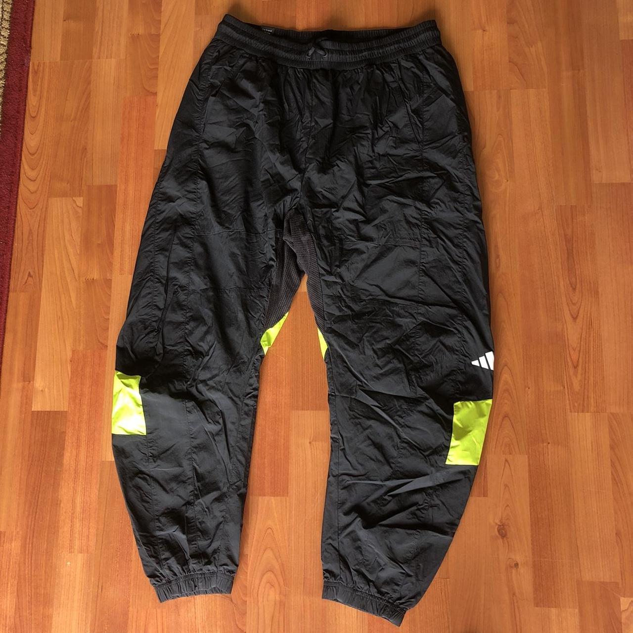 ADIDAS JOGGERS BLACK & HIGHTLIGHTER YELLOW... - Depop