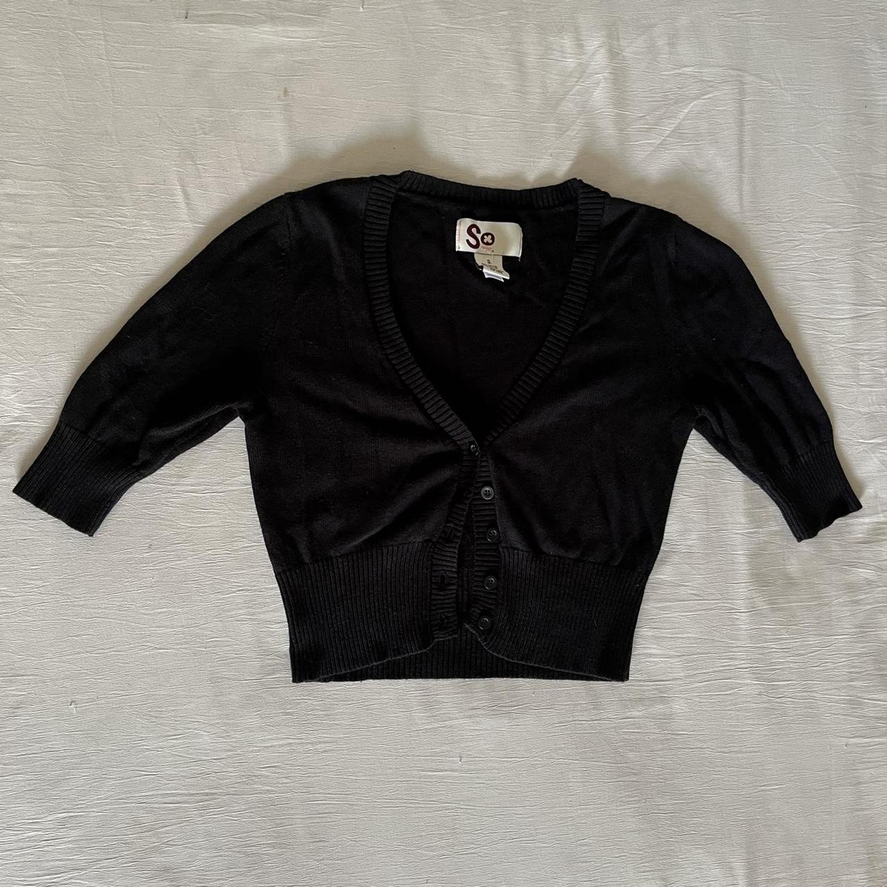Vintage 2000s “so” black mini cardigan... - Depop