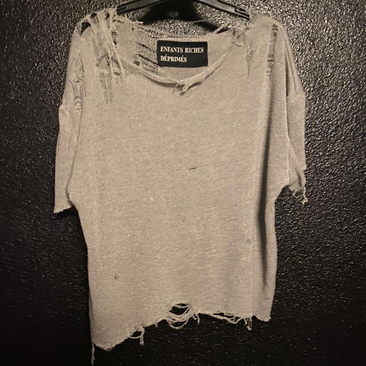 THRASHED Cashmere knitted shirt by ENFANTS RICHES... - Depop