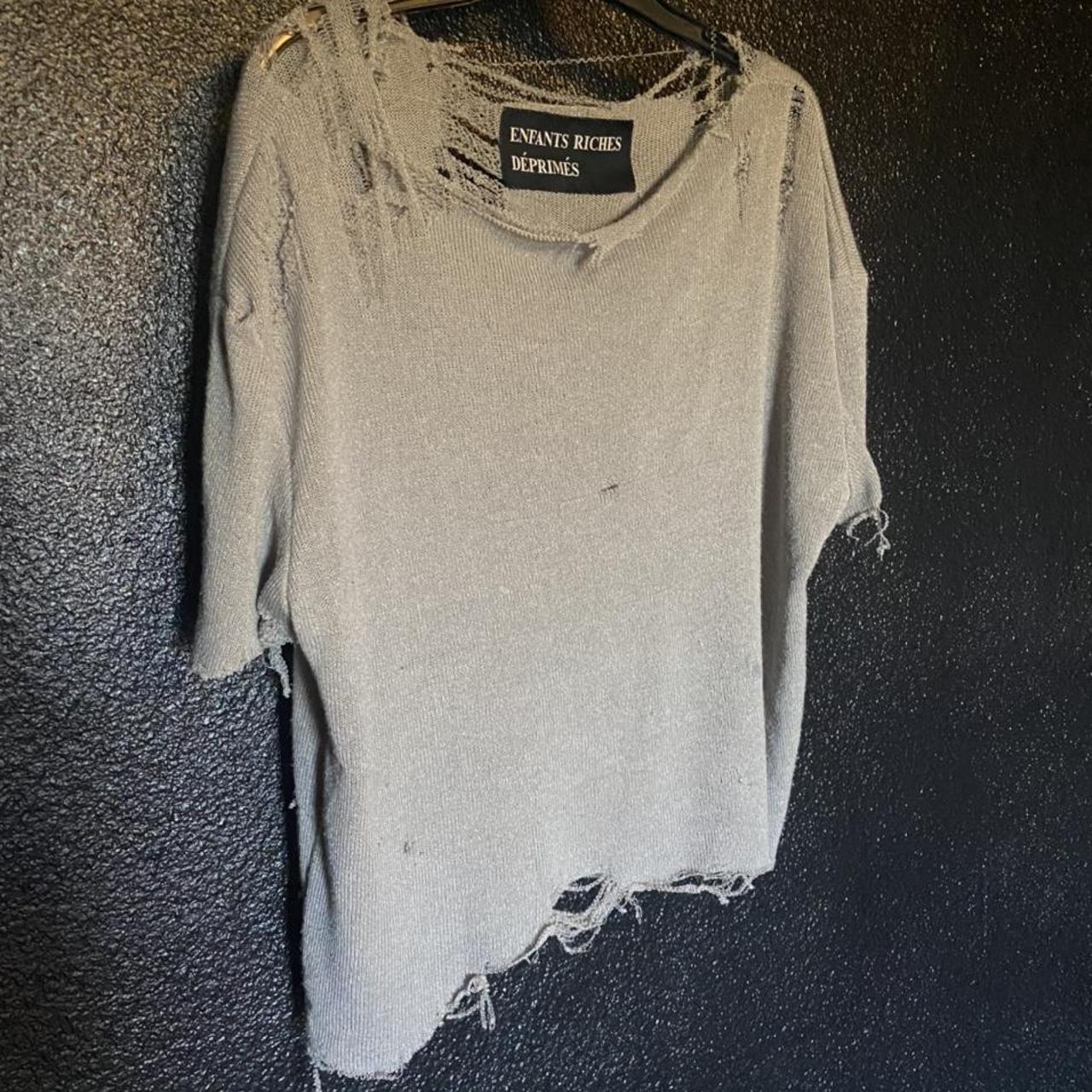 THRASHED Cashmere knitted shirt by ENFANTS RICHES... - Depop