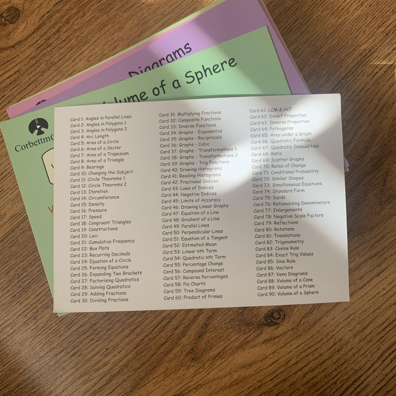 GCSE MATHS Corbettmaths higher tier revision cards - Depop