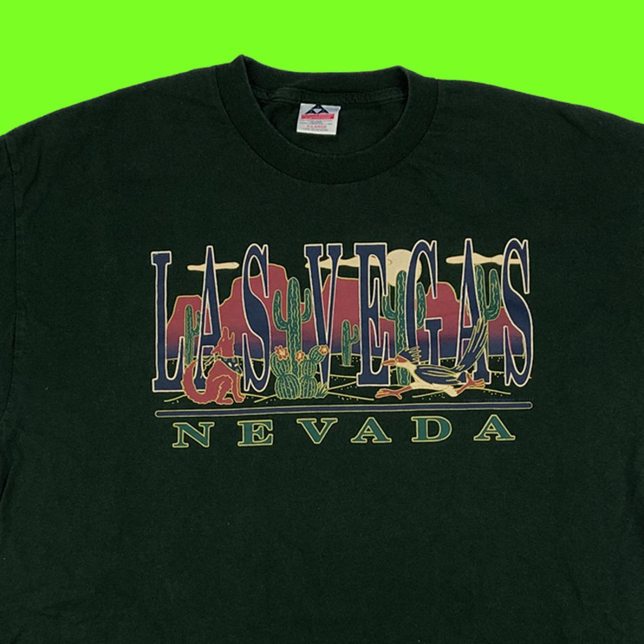 Vintage 90s Dark Green Nevada Las Vegas Graphic... - Depop