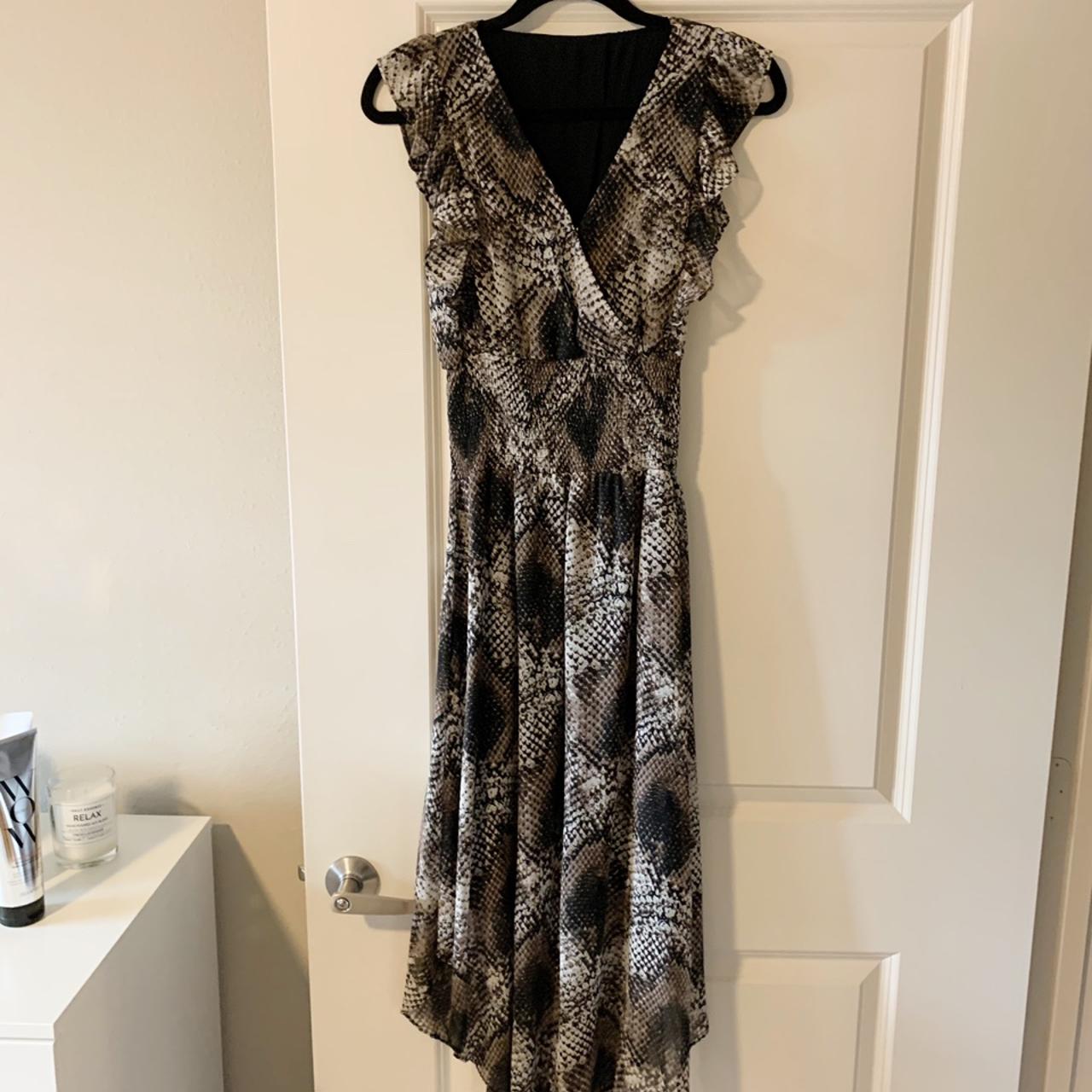 Snake Python flutter sleeve maxi dress. Elastic... - Depop