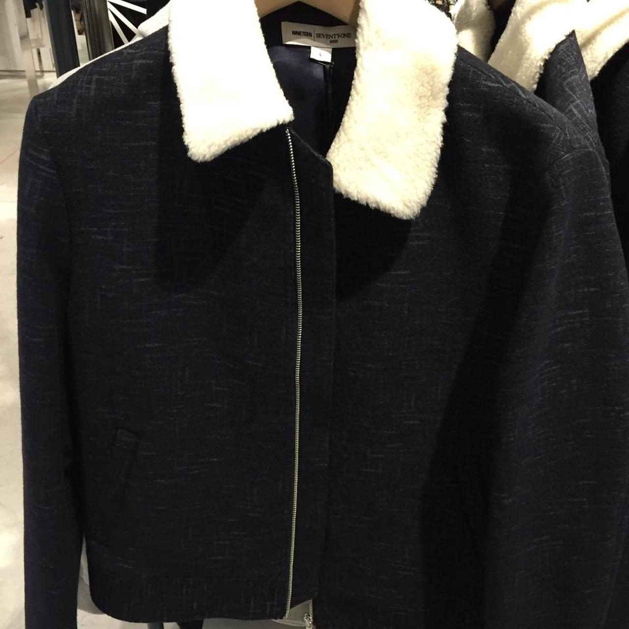Reiss jacket. Lovely material and fur around the... - Depop