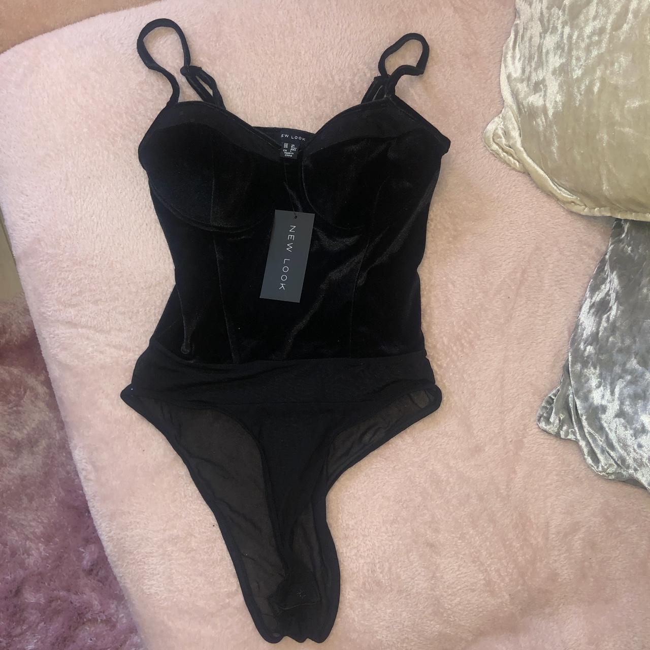 Brand New Black Velvet Bodysuit Still With Tags Depop