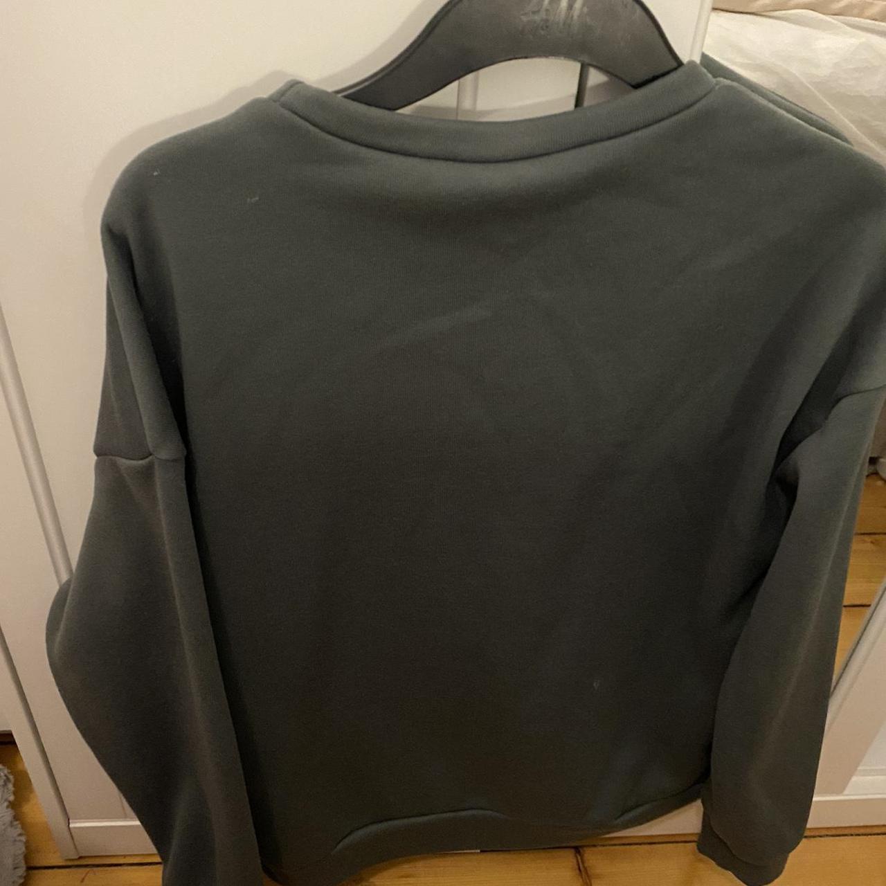 woman’s grey graphic design jumper from shein in... - Depop