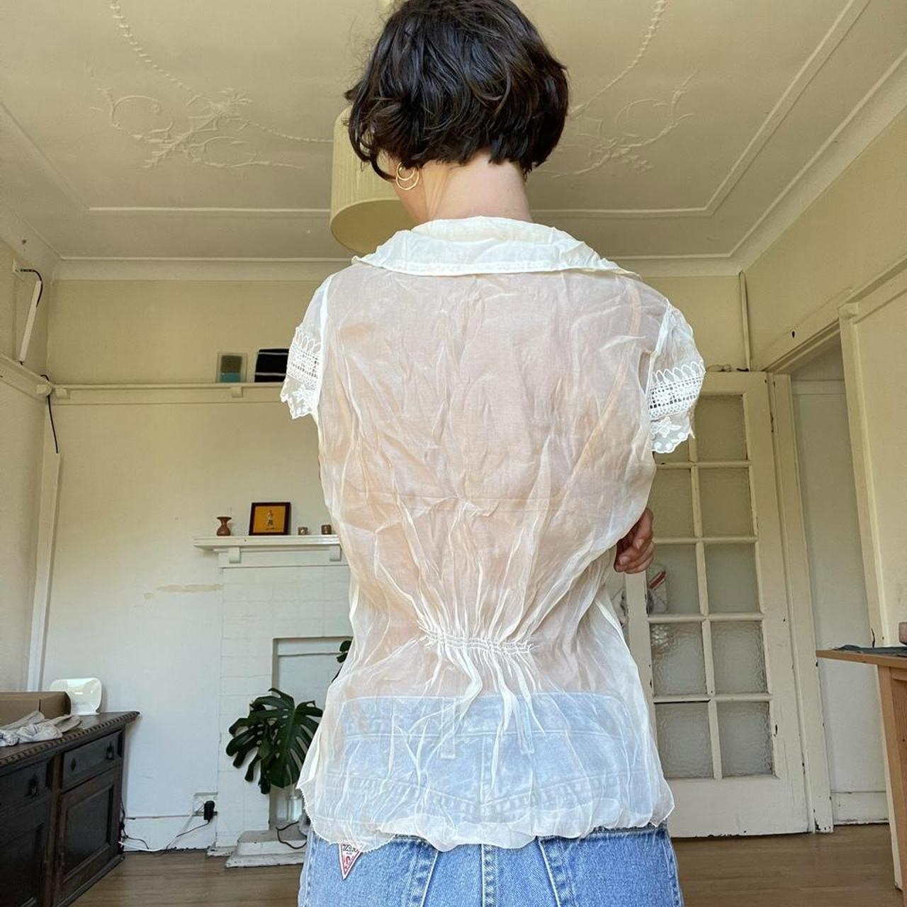 Beautiful Sheer Vintage Top 🤍 Best Fit Size 6 8 Depop