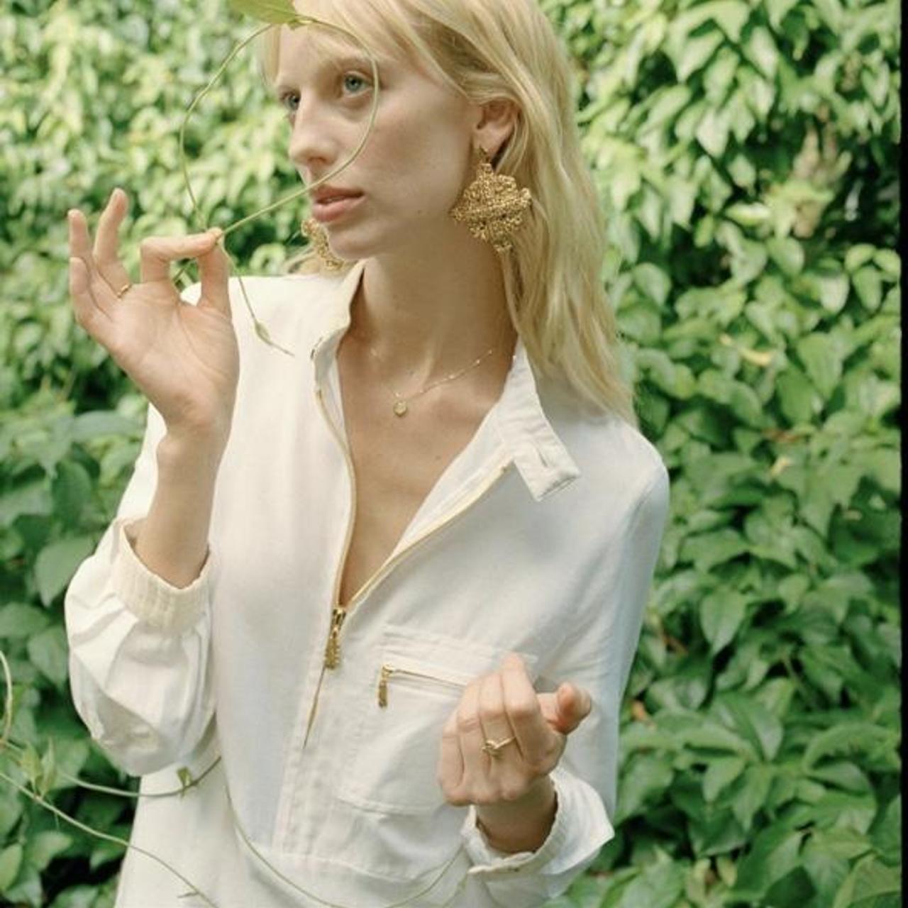 Lucy Folk short boiler dress with beautiful gold... - Depop