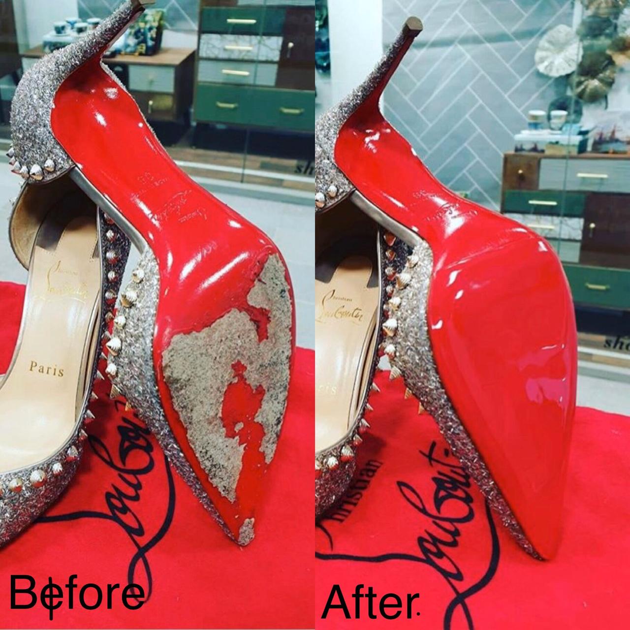 Red Glossy, replacement Christian Louboutin sole... - Depop