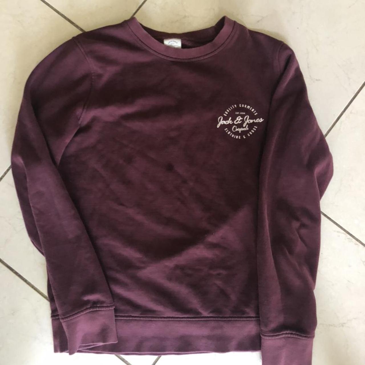 Jack and Jones Maroon Jumper Size- SMALL... - Depop